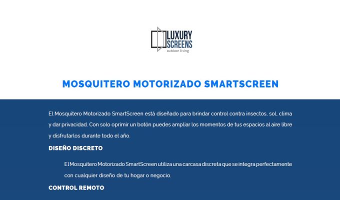 Mosquitero Motorizado Smartscreen | Luxury Screens